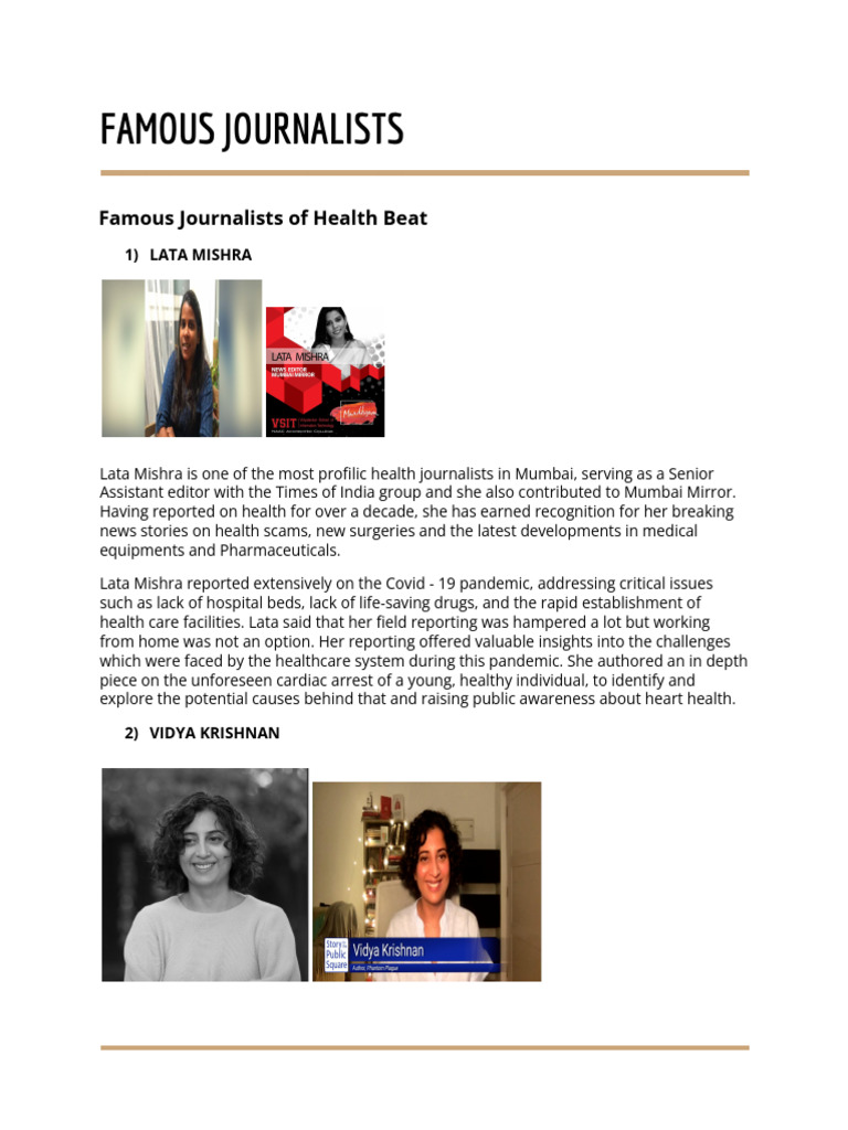 Famous Journalists Across Beats. | PDF