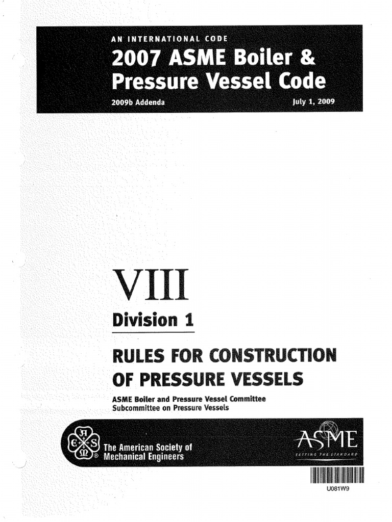 Asme Sec Viii Div 1 2007 Add 2009b | PDF