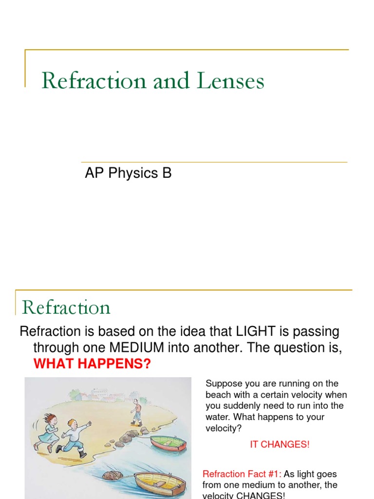 AP Physics B - Refraction and Lenses | PDF | Lens (Optics) | Refraction