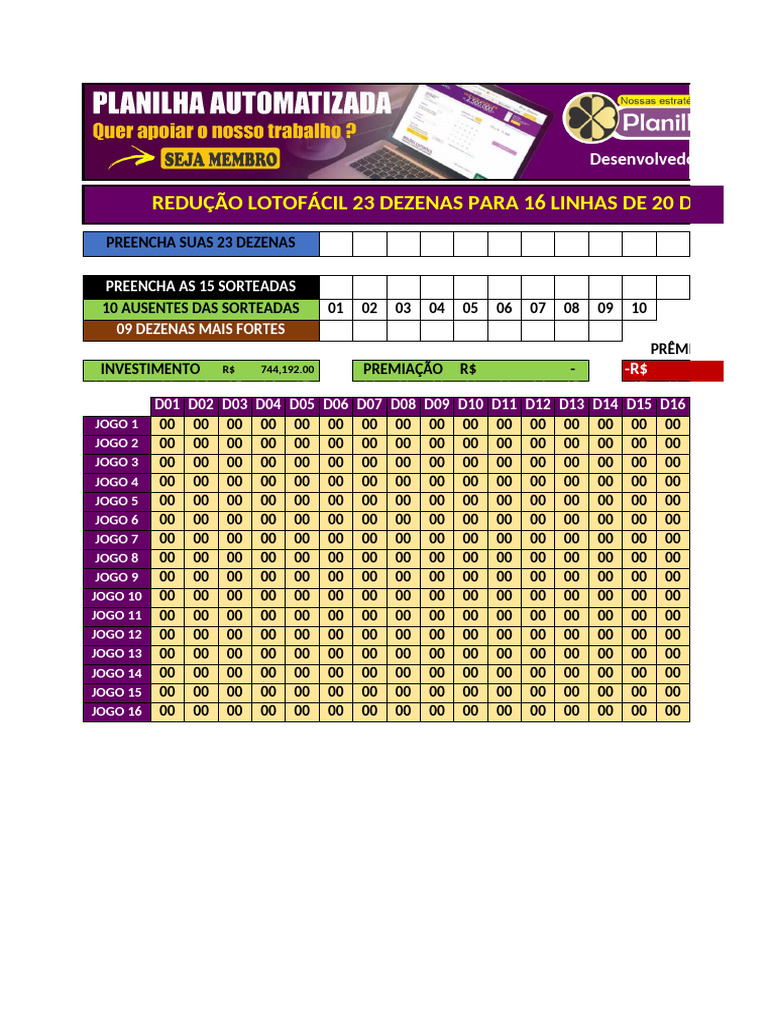 #127 - Redução Lotofácil 23 Dezenas para 20 Sem Fixas em 16 Jogos - 14 ...