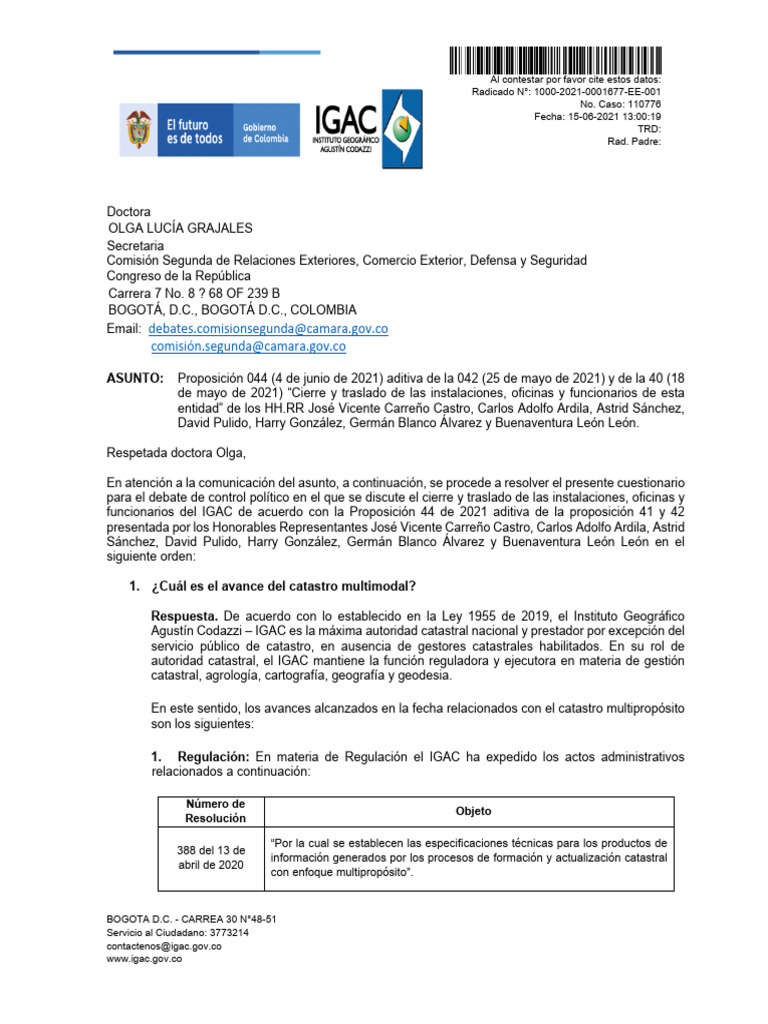 Respuestas Igac | PDF | Bogotá