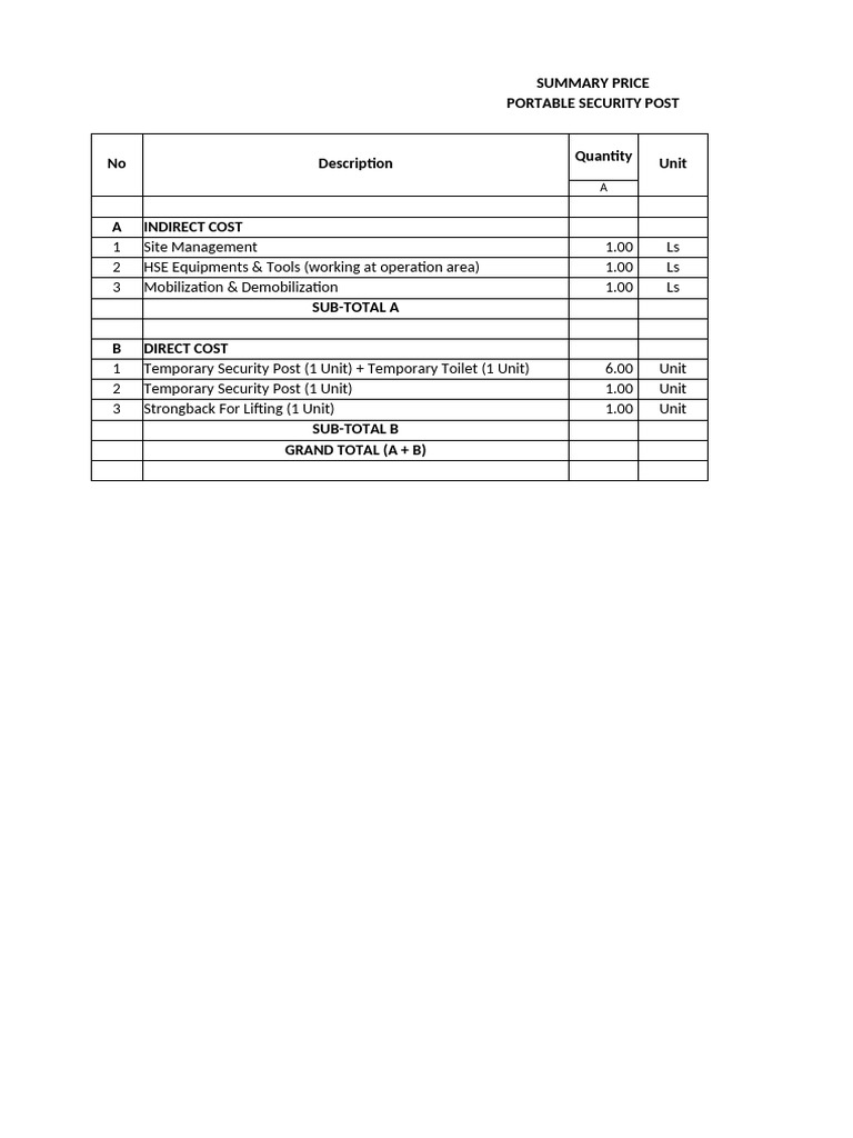 Quotation Form - Portable Security Post | PDF | Materials | Components