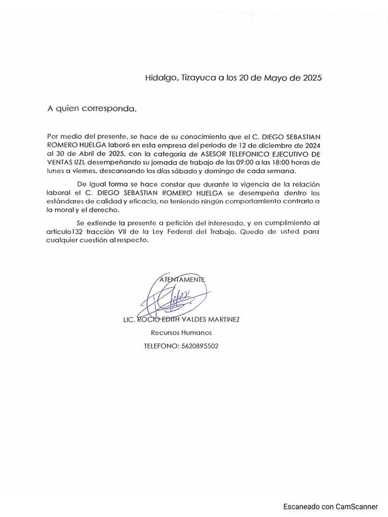 Carta Laboral Diego Sebas | PDF