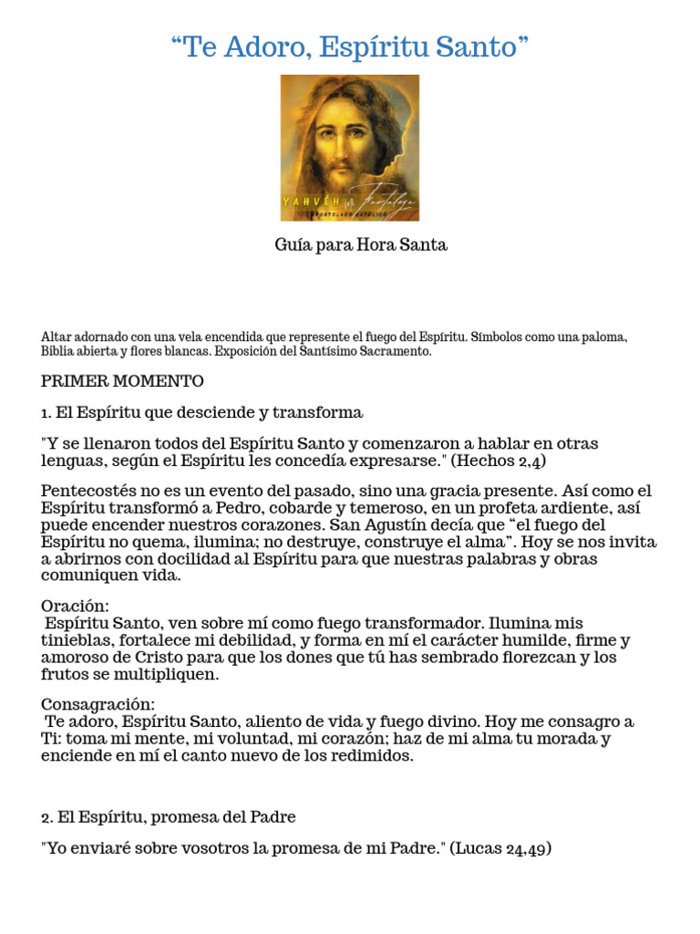 Guía de Hora Santa: Te Adoro, Espíritu Santo | PDF | Oración | María ...