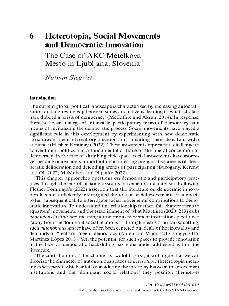 Heterotopia, Social Movements and Democratic Innovation | PDF ...