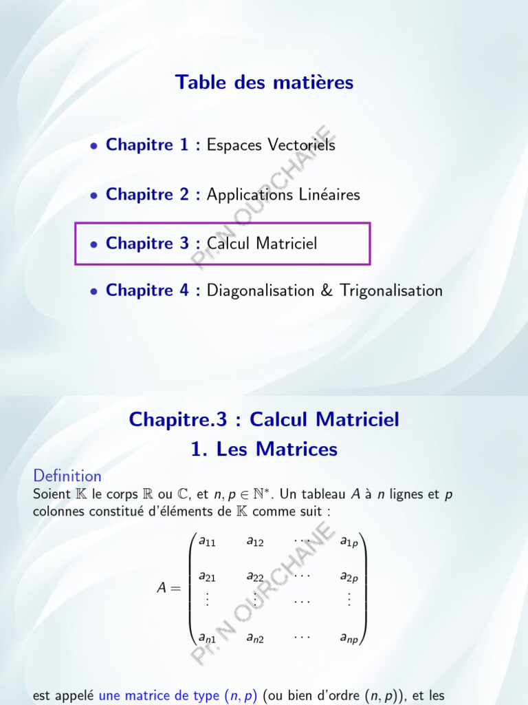 Introduction au Calcul Matriciel | PDF | Matrice (Mathématiques ...