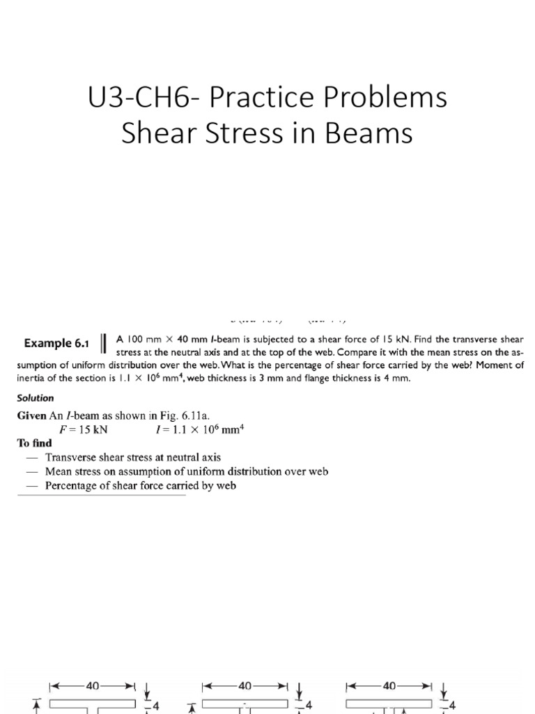 Shear Stress in Beams Practice Problems | PDF