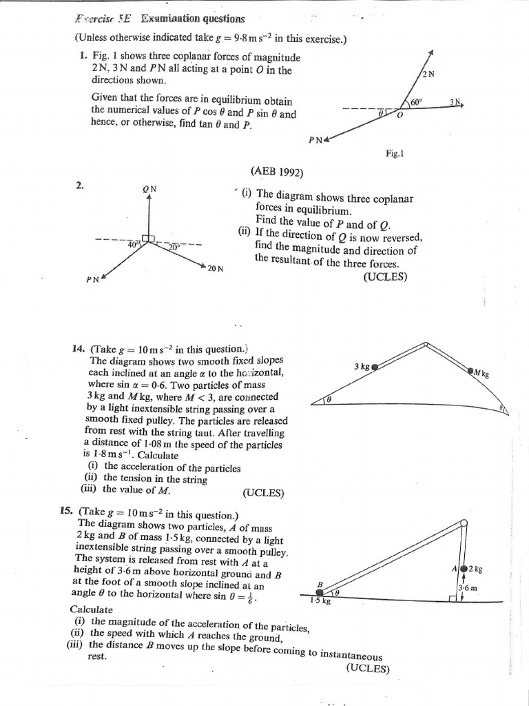 S+T Ex 5E - Mixed Exam Style - Newton's Second Law in 2D - With Answers ...