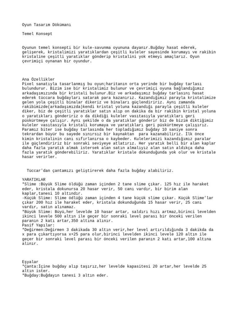 Online Oyun GDD | PDF