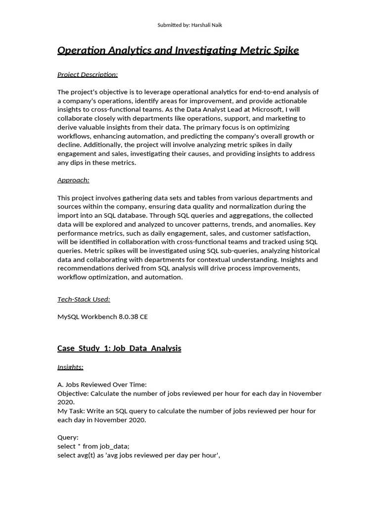 Operation Analytics and Investigating Metric Spike | PDF | Analytics | Data