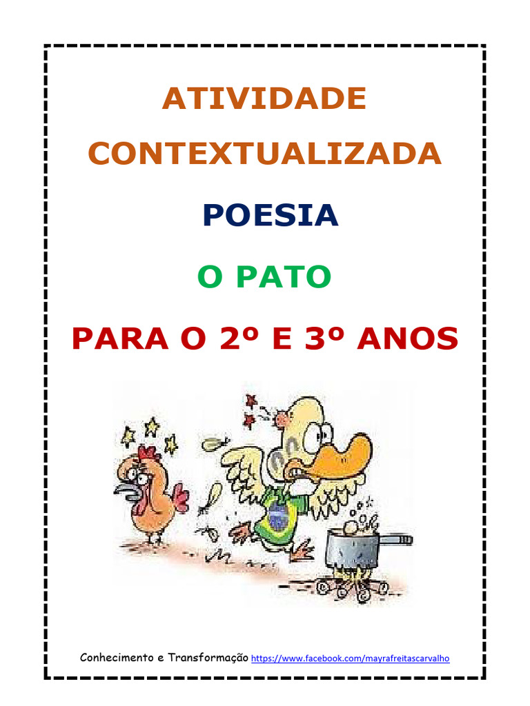 ATIVIDADE CONTEXTUALIZADA O PATO | PDF | Poesia | Pato