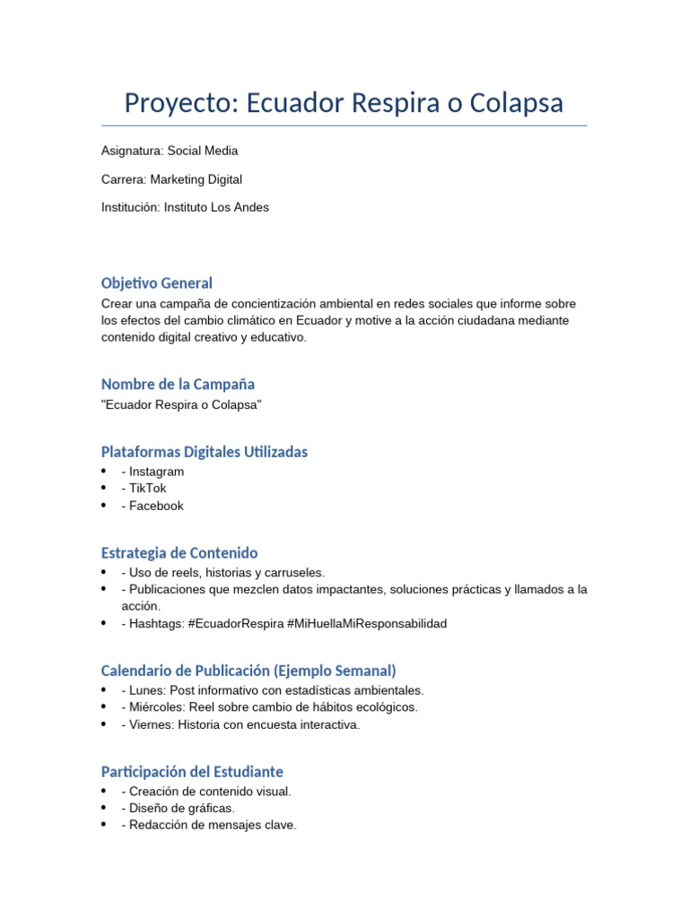 Ecuador Respira o Colapsa Proyecto | PDF