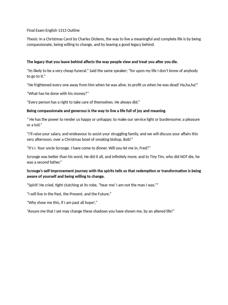 Final Exam English 1313 Outline | PDF