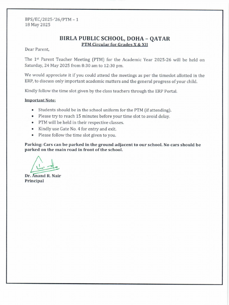 Circular - PTM I For Grades X & XII 2025-2026 | PDF