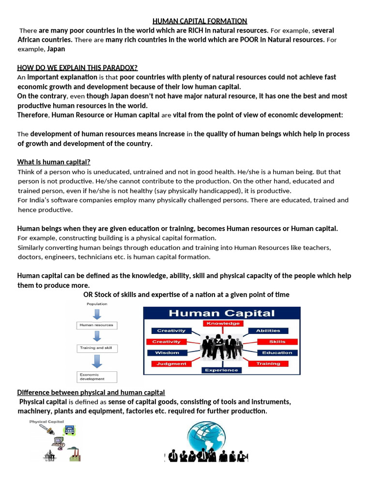 Human Capital Formation | PDF | Cost Of Living | Economic Growth