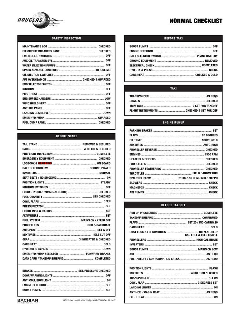 DC-6 Checklist v1.6 (Bachian) | PDF | Vehicle Parts | Vehicle Technology