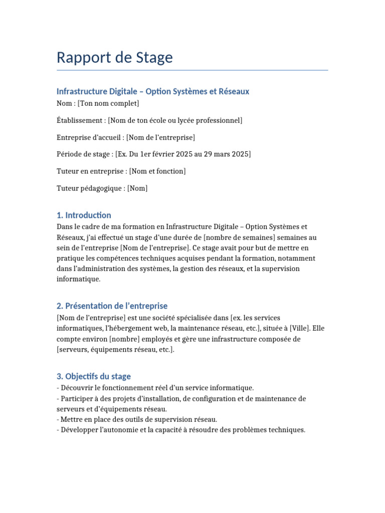 Rapport de Stage en Systèmes et Réseaux | PDF | Informatique | Informatique