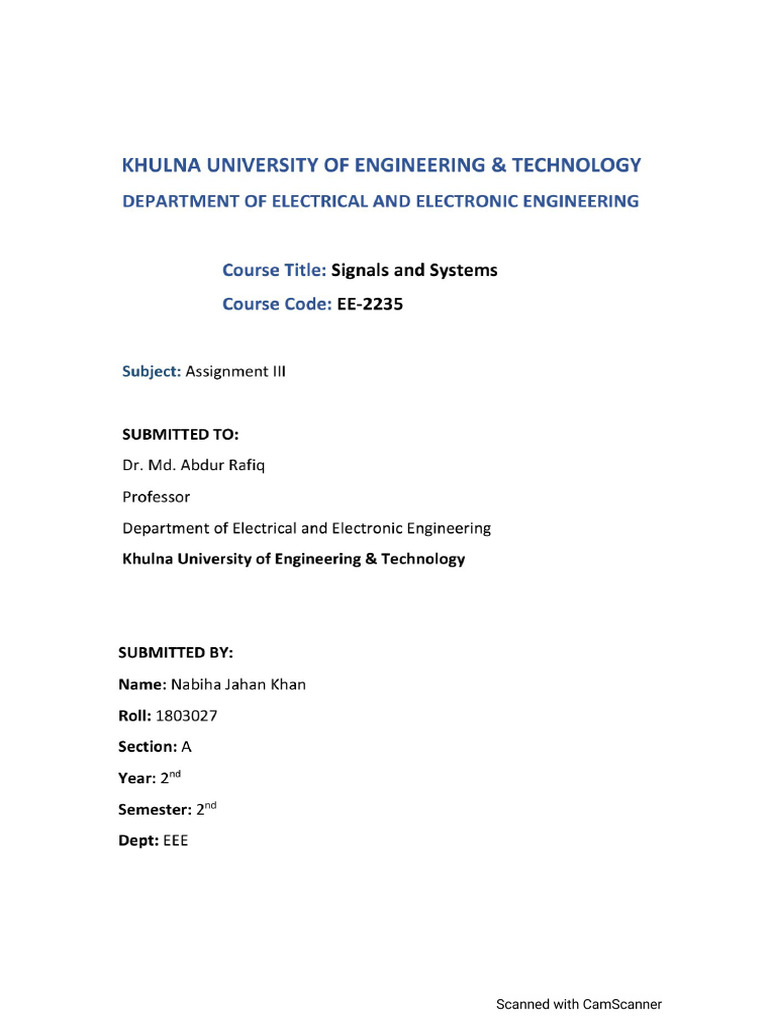 Signal Assignment 3 | PDF
