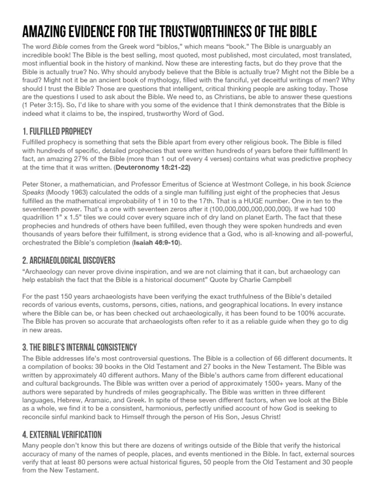 Amazing Evidence For The Trustworthiness of The Bible | PDF | Bible | Jesus