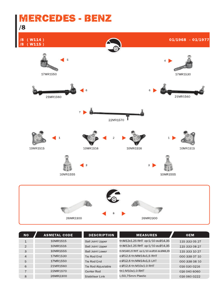 Mercedes-Benz Suspension Parts List | PDF | Motor Vehicle | Motor ...