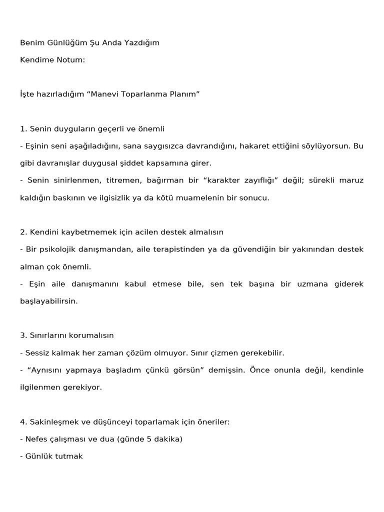 Manevi Toparlanma Plani | PDF