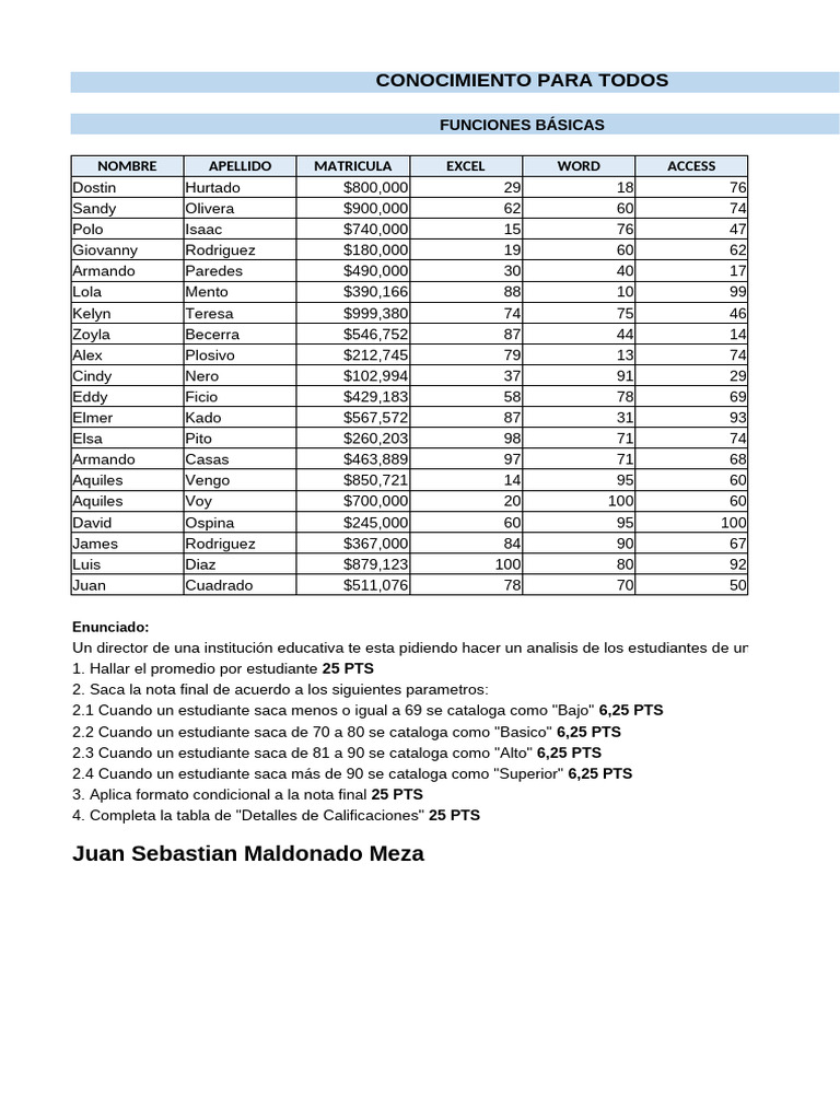 Tarea_Excel_otras_funciones_9°(Terminao._._._Maybe)_ (1) | PDF | Microsoft