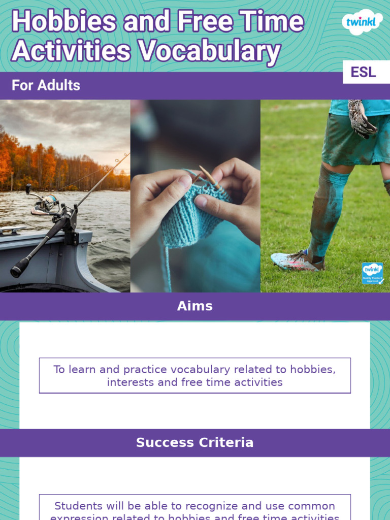T 1712820494 Esl Hobbies and Free Time Activities Vocabulary Adults A1 ...