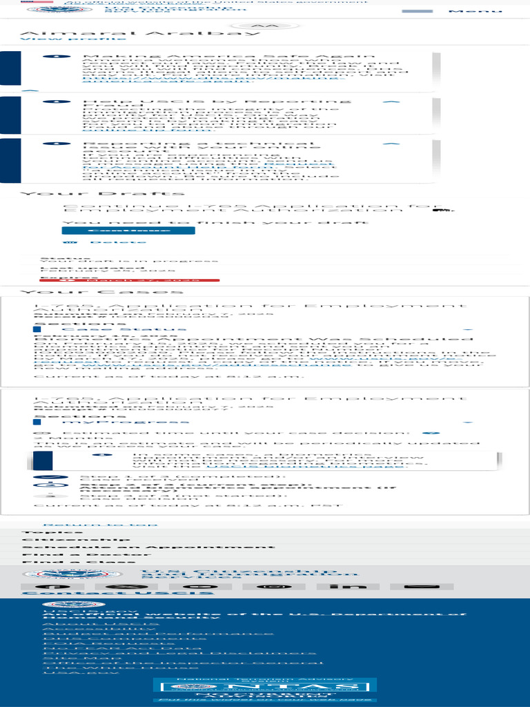 USCIS Account - Home Page | PDF | United States Citizenship And ...