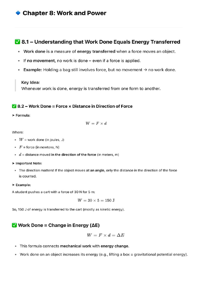 Chapter 8 Work And Power Pdf