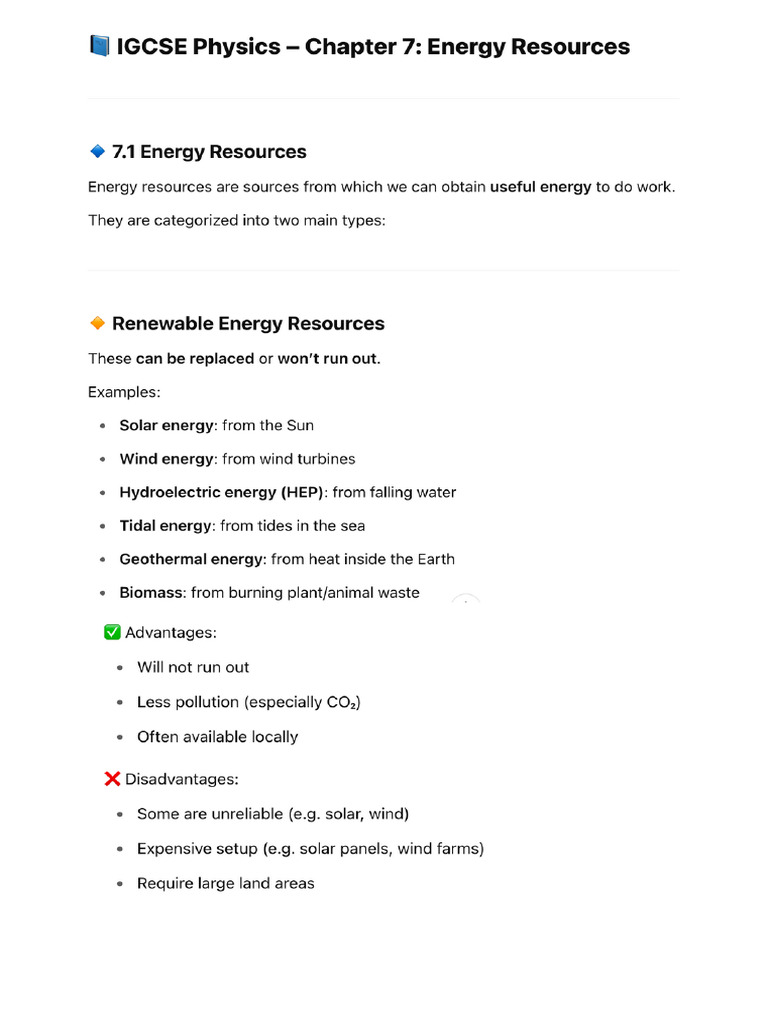 Chapter 7 Energy Resources | PDF
