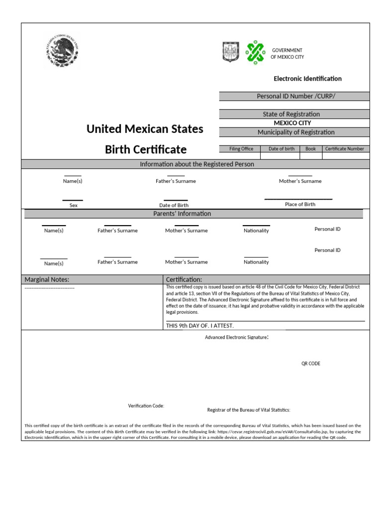 Acta de Nacimiento | PDF | Birth Certificate | Identity Document