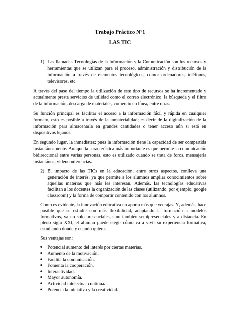 Tp1 Tic - Pato | PDF | Tecnología de información y comunicaciones | Multimedia