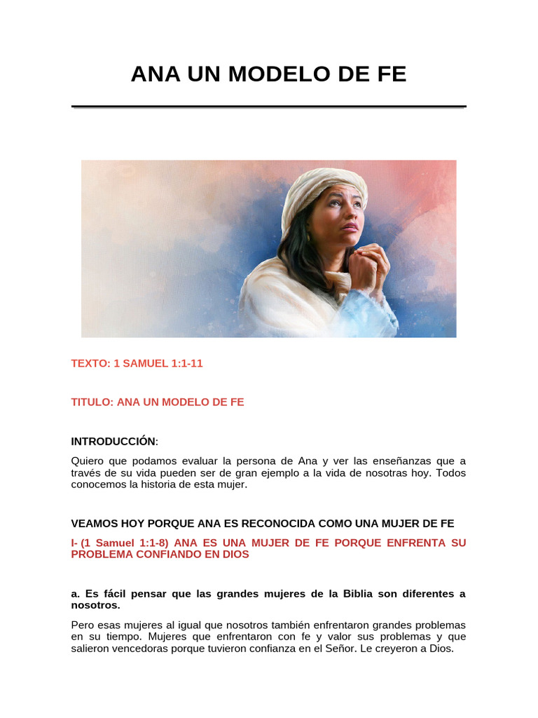 Ana: Ejemplo de Fe y Perseverancia | PDF | Oración | Fe