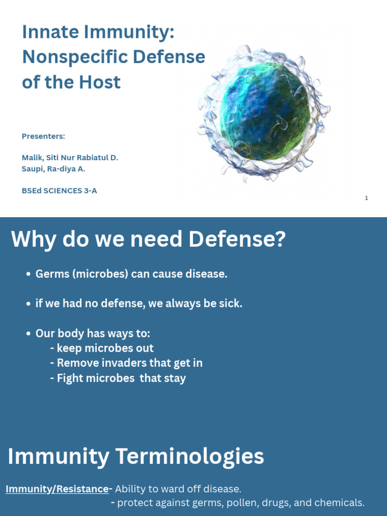 Part 1innate Nonspecific Immunity 1st Line of Defense | PDF | Immune ...