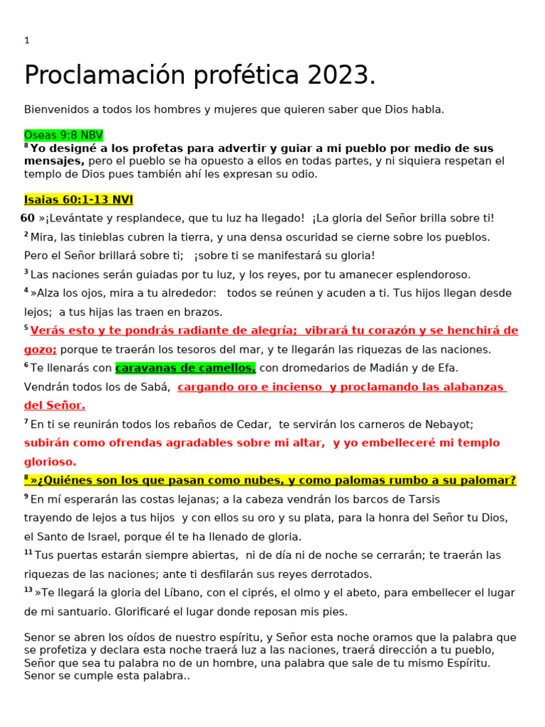 Servicio profetico 2024 Pastor Obdulio Felix | PDF | Camello | Dios
