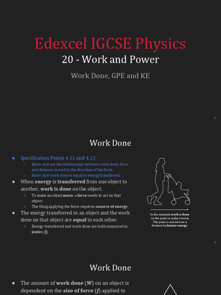 IGCSE Physics Lecture 20 - Work and Power | PDF | Mass | Potential Energy