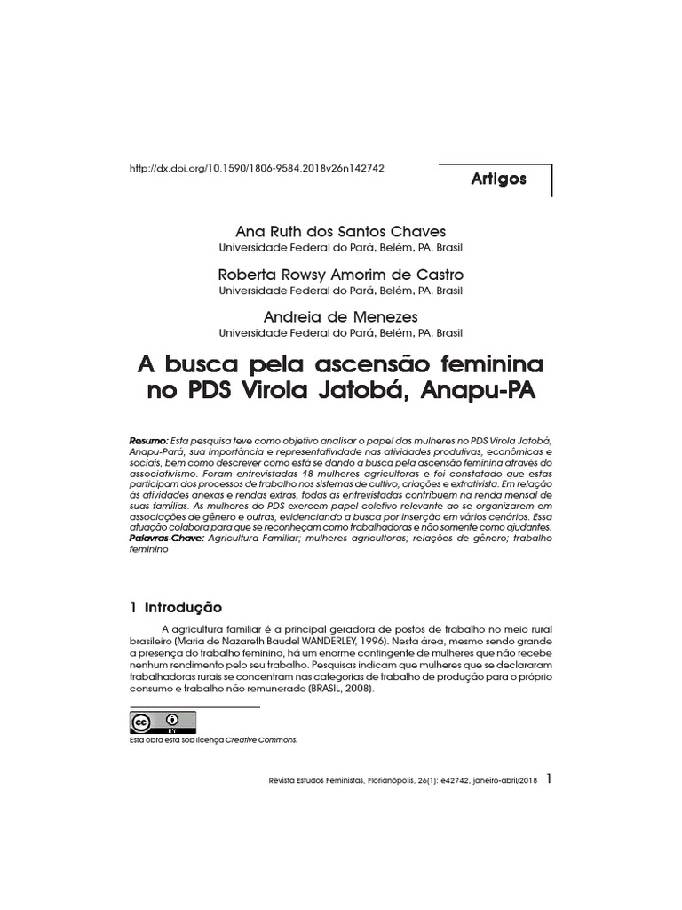 Ascensão Feminina no PDS Virola Jatobá | PDF | Família | Agricultura