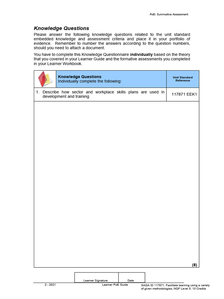 Knowledge Questions-Updated Dk5 | PDF | Educational Assessment ...