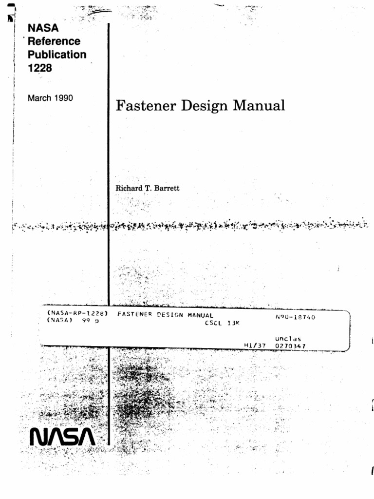 Nasa Fastener Design Manual | PDF