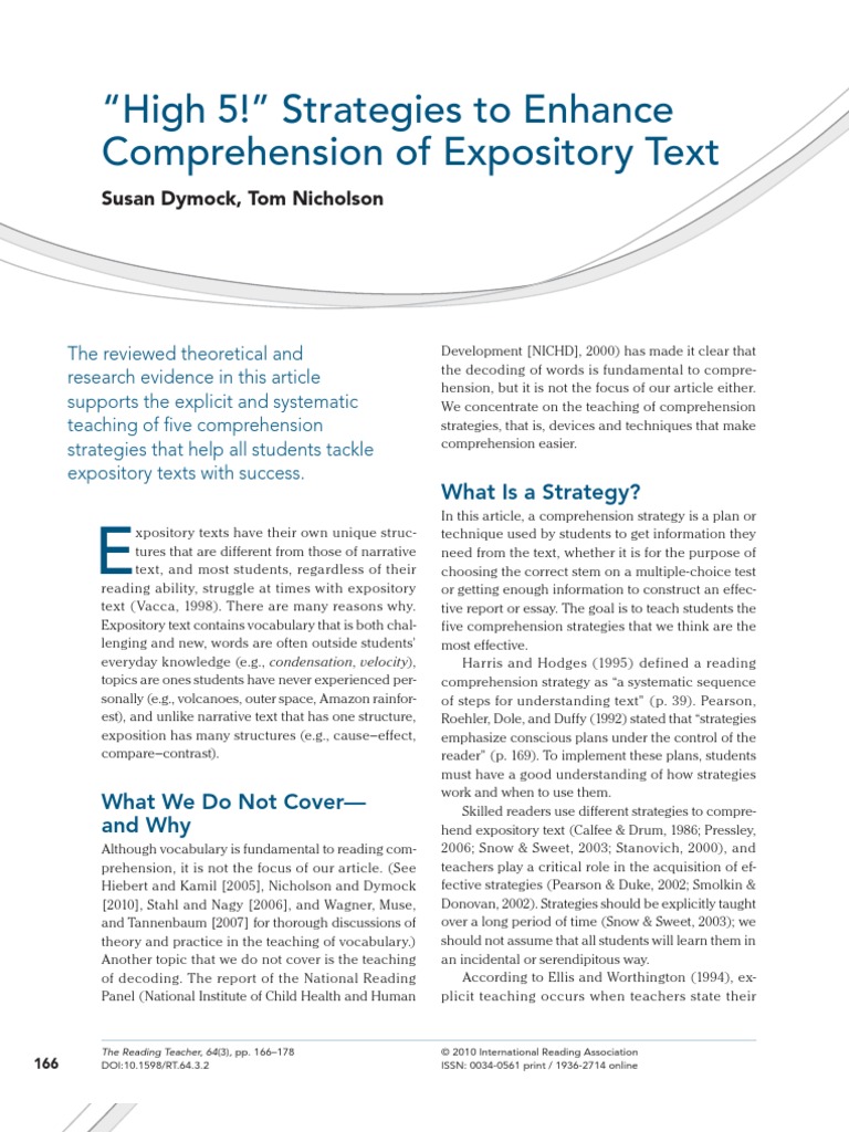 Comprehension of Expository Text | PDF | Reading Comprehension | Nature