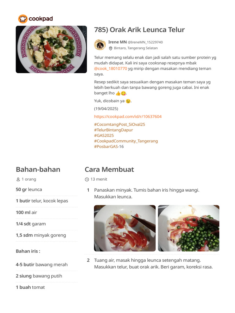 Resep 785) Orak Arik Leunca Telur Oleh Irene MN - Cookpad | PDF