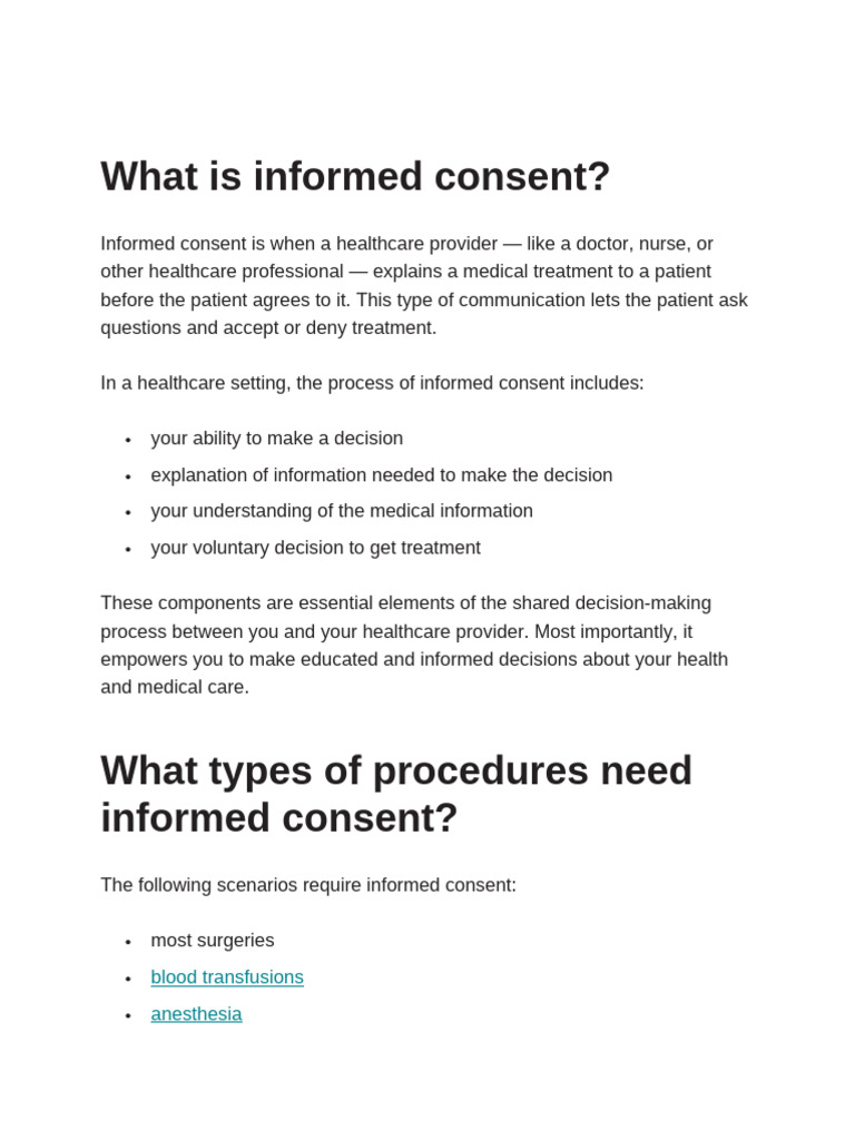 What Is Informed Consent | PDF | Informed Consent | Health Care