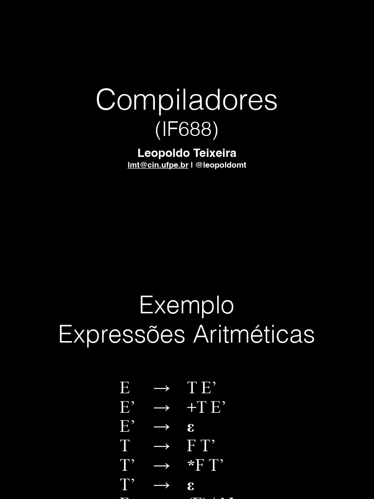 03 Analise Sintatica Ll1 Parsing Recursive Descent | PDF | Syntax (Logic) | Mathematical Logic
