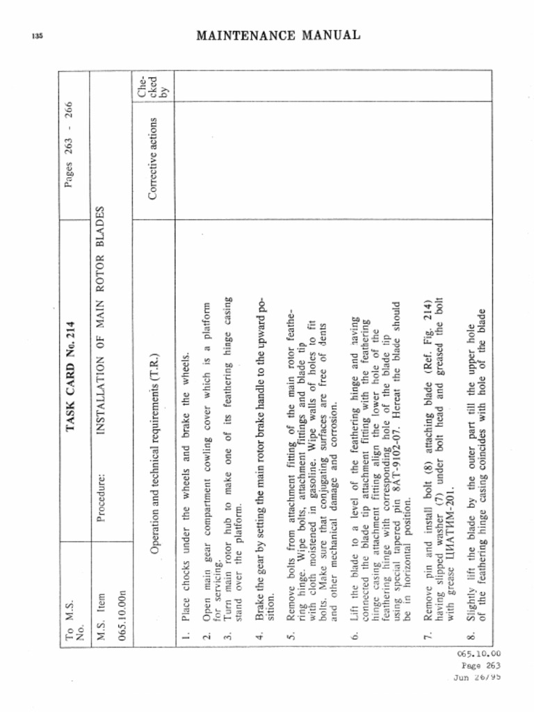 TC Installation of MR Blades | PDF | Helicopter Rotor | Nut (Hardware)