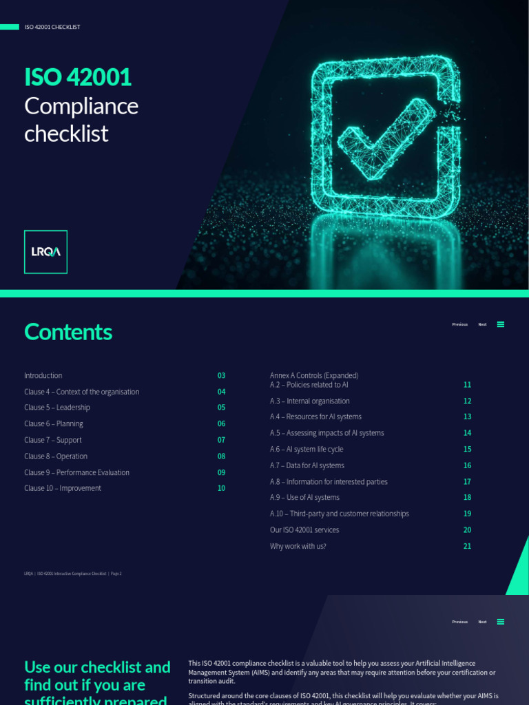 ISO 42001 Checklist Global 2025 | PDF | Life Cycle Assessment | Artificial Intelligence