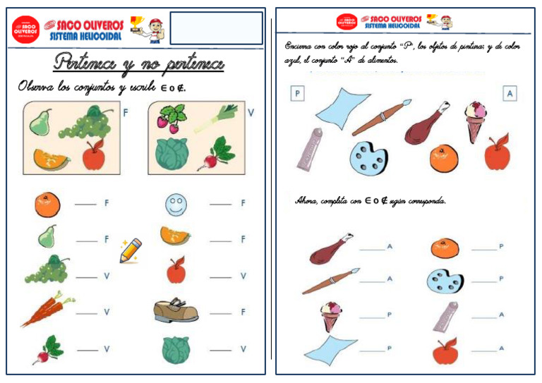 Pertenece y No Pertenece en Matemáticas | PDF