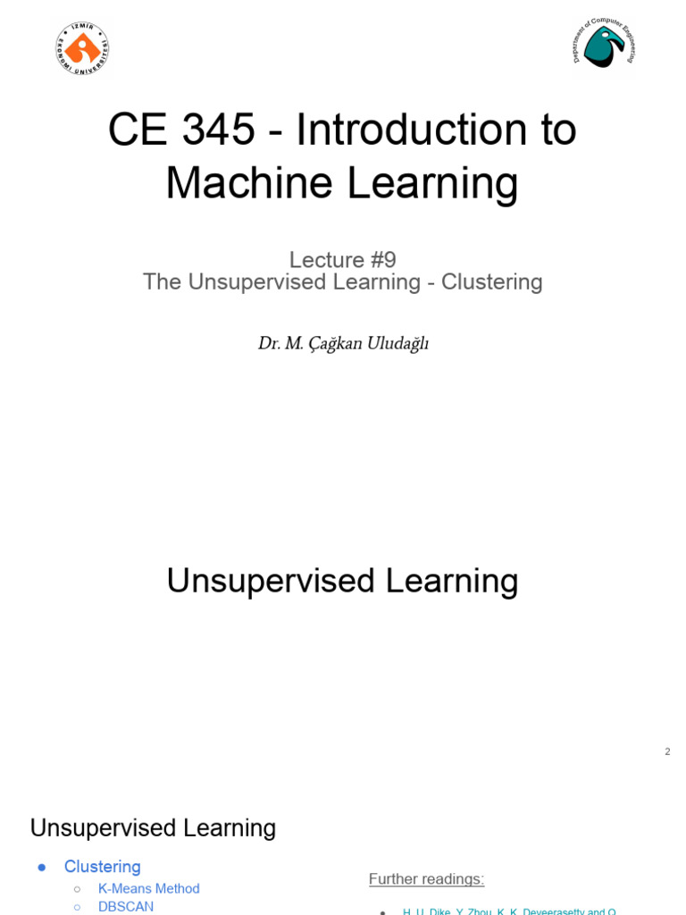 CE345 - Lecture #9 - Clustering | PDF | Cluster Analysis | Data Analysis