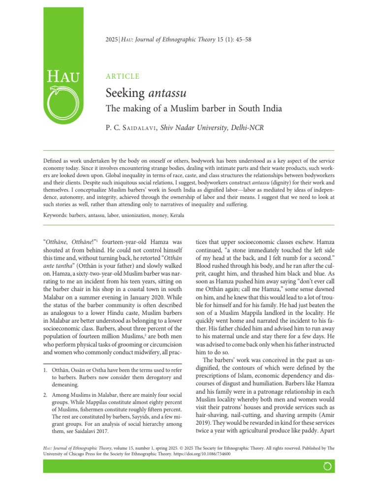 Saidalavi 2025 Seeking Antassu The Making of A Muslim Barber in South ...