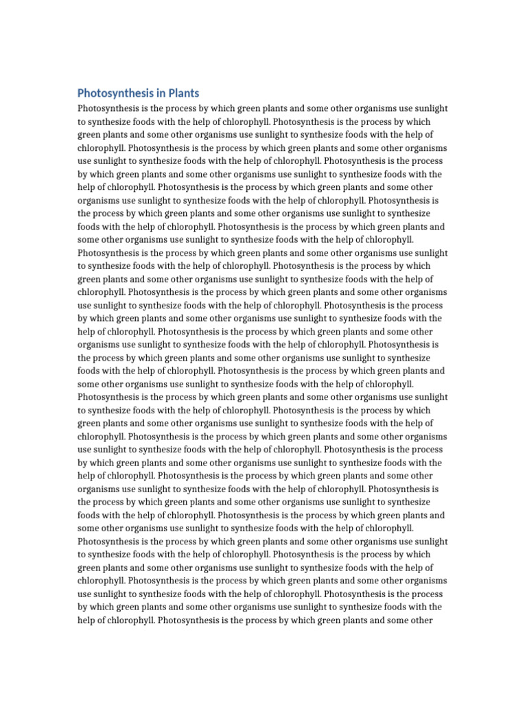 Photosynthesis in Plants | PDF | Photosynthesis | Plants