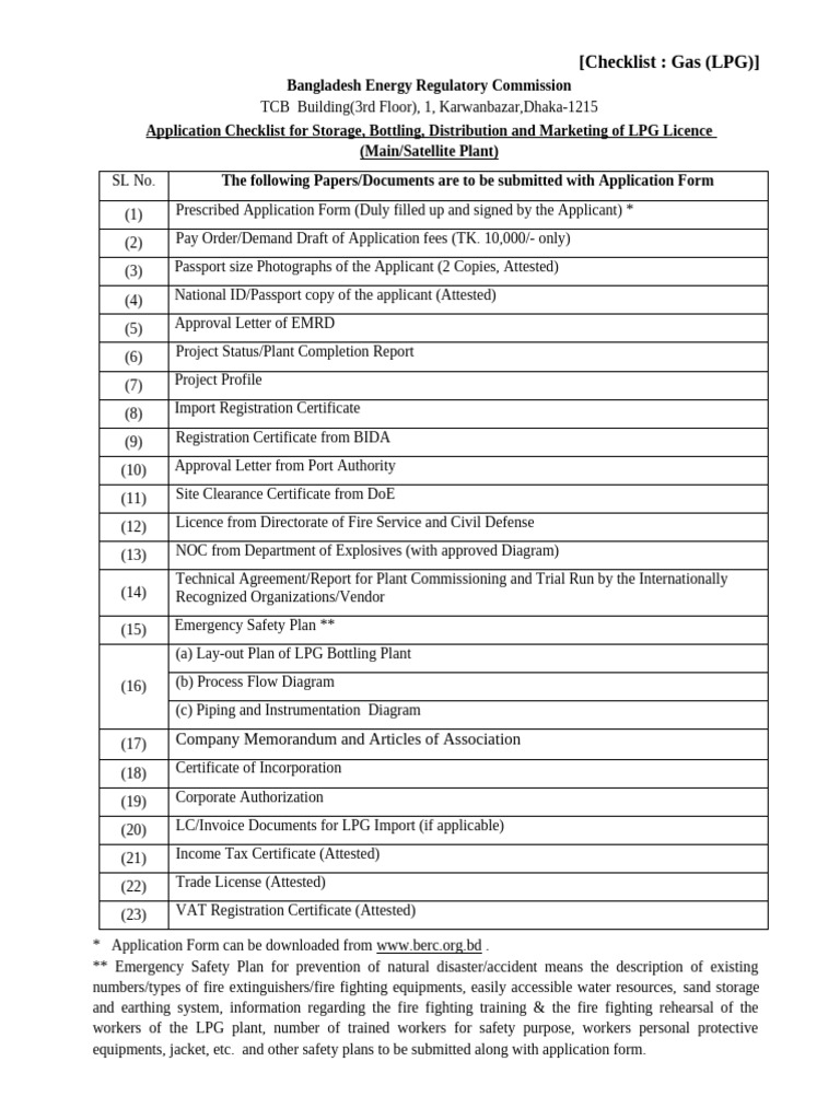 LPG License Application Checklist | PDF | Liquefied Petroleum Gas